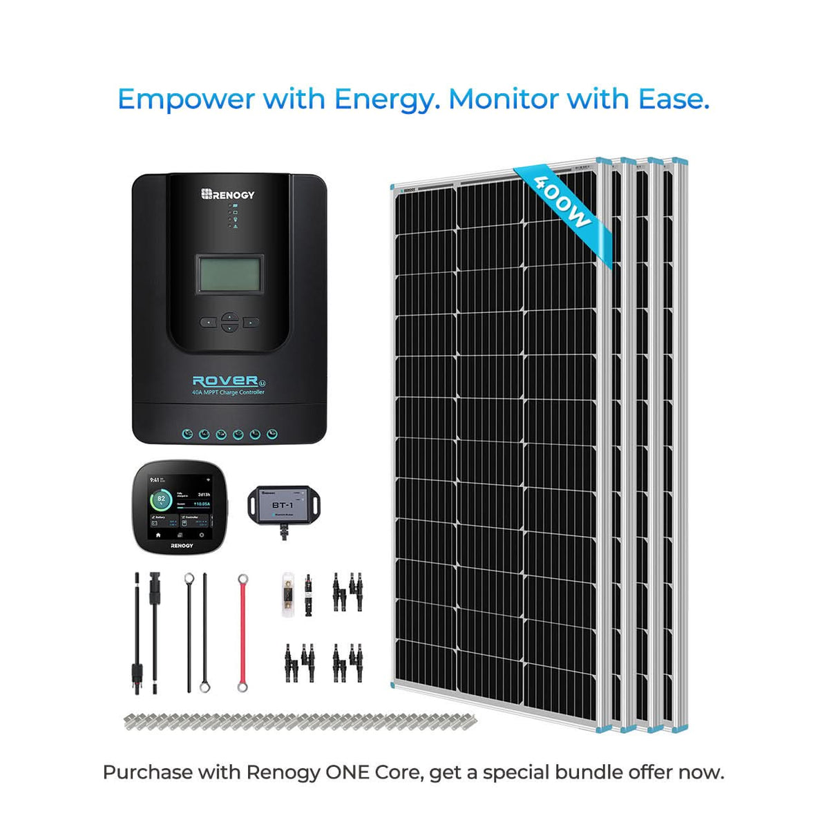 Renogy 400W 12V Solar Premium Kit w/ MPPT & ONE Core — Build the Power