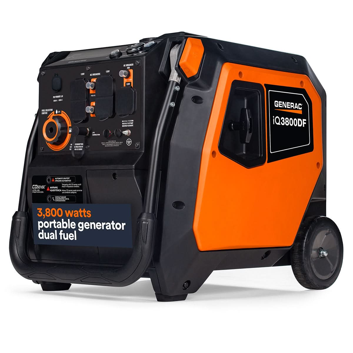 Generac iQ3800 Dual‑Fuel Inverter Generator – 3800W, Quiet, 50‑State ...