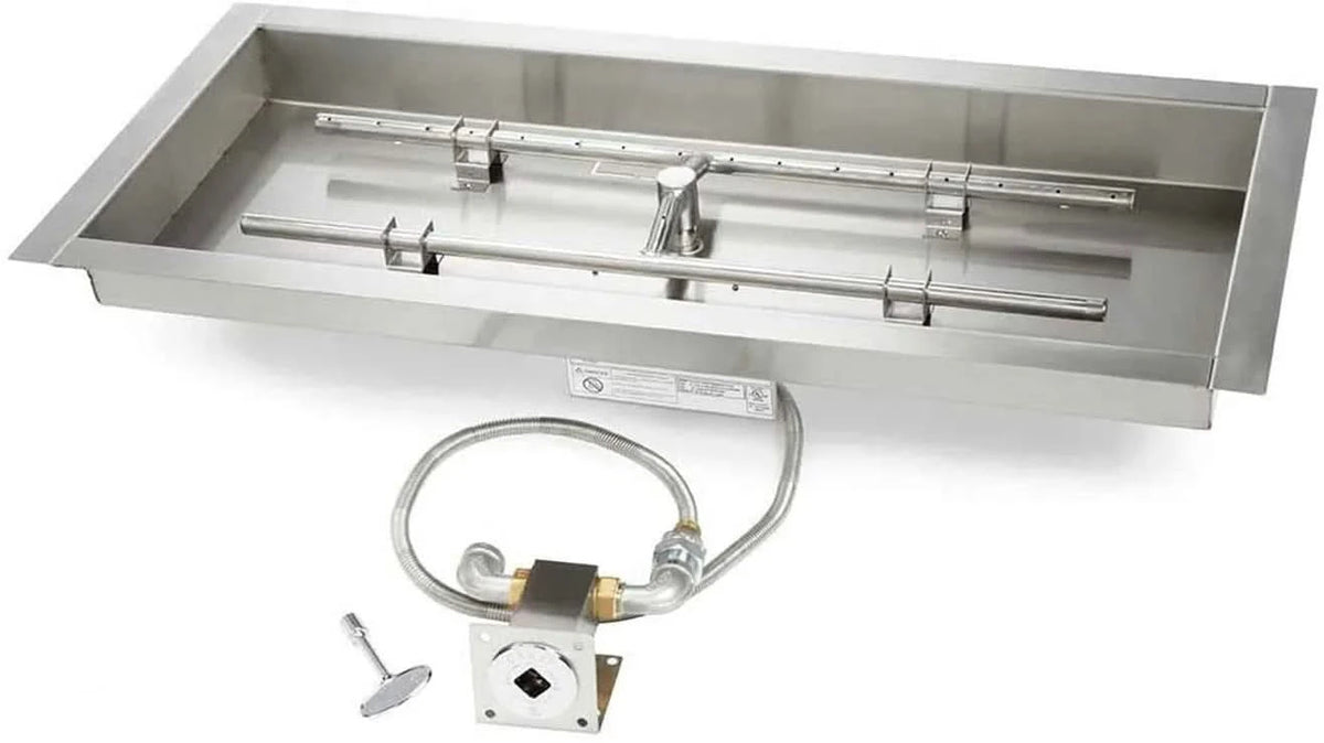 HPC Fire 36x14" Rectangle Bowl Pan | 65k BTU Match Lit LP — Build the Power