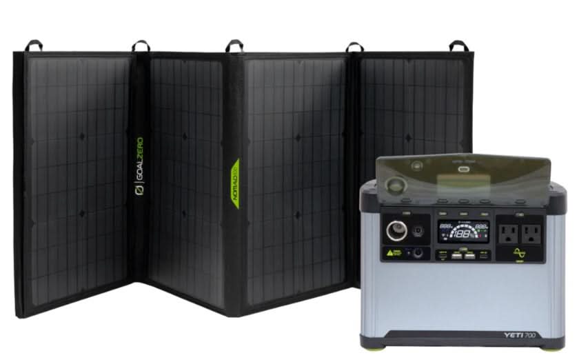Goal Zero Yeti 700 Portable Power Station + Nomad 100 Solar Panel Bund ...